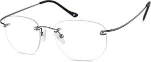 Zenni Rectangle Rimless Eyeglasses With Titanium Frame Gray
