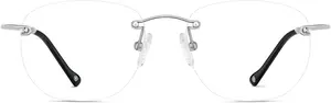 Zenni Rectangle Rimless Eyeglasses With Titanium Frame - Silver