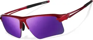 Zenni Wrap-Around Half Rim Sports Sunglasses Red