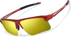 Zenni Wrap-around Half Rim Sports Sunglasses - Red