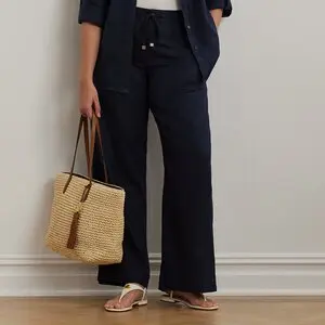 Ralph Lauren Linen Drawcord Pant - Lauren Navy