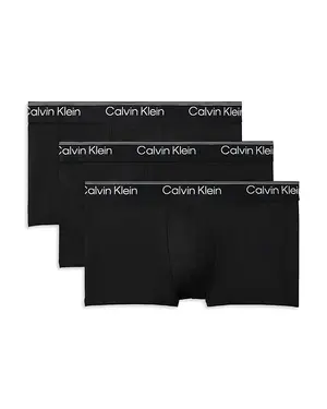 Calvin Klein Microfiber Stretch Low Rise Trunks, Pack Of 3 - Black/black/black
