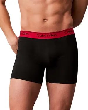 Calvin Klein Microfiber Stretch Boxer Briefs - 3 Pack Black - Black/slate/red