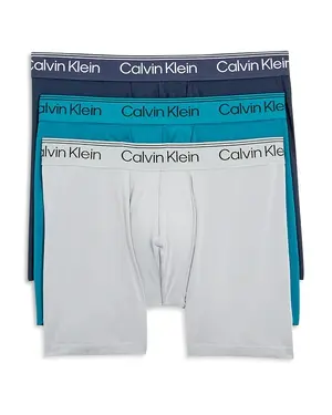 Calvin Klein Microfiber Stretch Boxer Briefs - 3 Pack Blue Multi