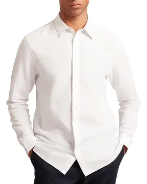 Ted Baker London Long Sleeve Regular Fit Linen Blend Shirt - White