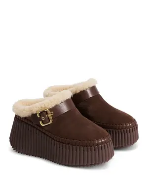 Women's Shearling Lined Mules Clogs