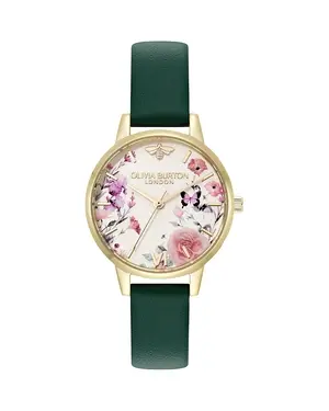 OLIVIA BURTON Illustrated Floral Watch, 30mm - Multi/black