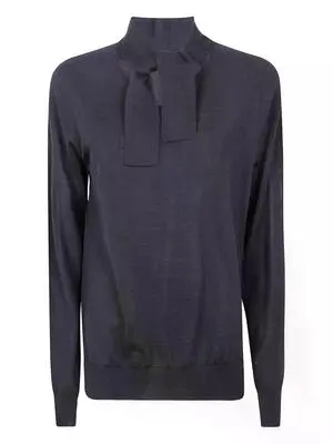 Mantū Tie-neck Wool Sweater - Black