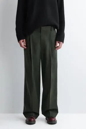 Cos Pleated Wide-leg Trousers - Green