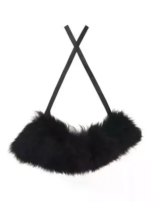 Marni Shearling Collar With Leather Ties - Black