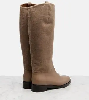 Max Mara Cashmere And Leather Knee-high Boots