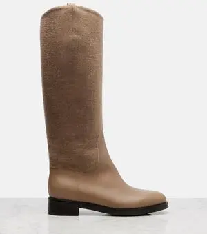 Max Mara Cashmere And Leather Knee-high Boots
