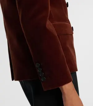 NILI LOTAN Veda Double-breasted Velvet Blazer - Brown