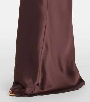 THE SEI Draped Asymmetrical Silk Satin Gown