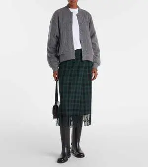 Polo Ralph Lauren Cable-knit Wool And Cashmere Bomber Jacket - Grey