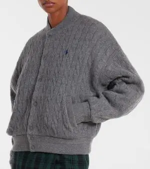 Polo Ralph Lauren Cable-knit Wool And Cashmere Bomber Jacket - Grey