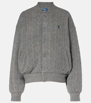 Polo Ralph Lauren Cable-knit Wool And Cashmere Bomber Jacket - Grey