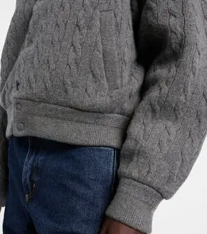 Polo Ralph Lauren Cable-knit Wool And Cashmere Bomber Jacket - Grey