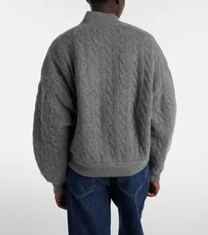 Polo Ralph Lauren Cable-knit Wool And Cashmere Bomber Jacket - Grey