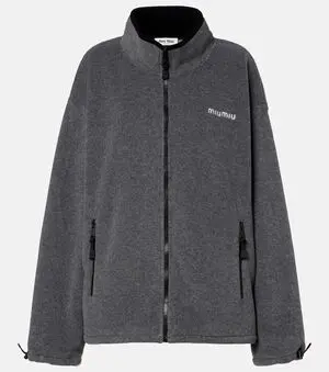 Miu Miu Logo Oversized Fleece Sweatshirt