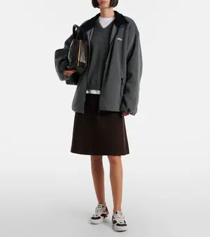 Miu Miu Logo Oversized Fleece Sweatshirt