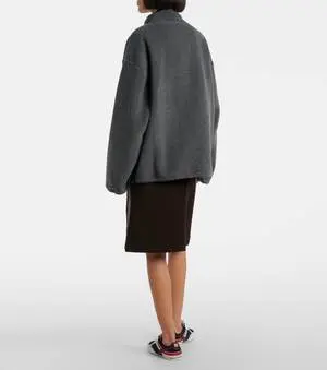 Miu Miu Logo Oversized Fleece Sweatshirt