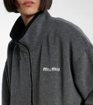 Miu Miu Logo Oversized Fleece Sweatshirt
