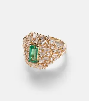 SUZANNE KALAN One-of-a-kind 18kt Yellow Ring With Diamonds And Emerald - Gold