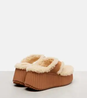 Chloé Nama 80 Suede Platform Thong Sandals - Brown