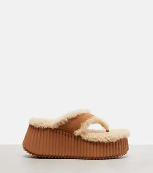Chloé Nama 80 Suede Platform Thong Sandals - Brown