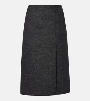 Prada Virgin Wool Midi Skirt - Grey