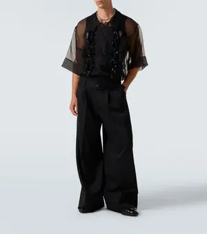 Simone Rocha Floral-appliqué Sheer Silk Shirt