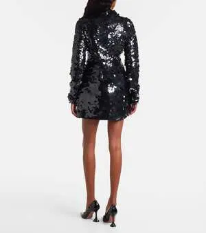 Sportmax Terfrite Sequined Jersey Minidress - Black
