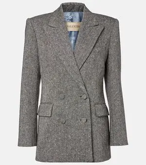 Valentino Garavani Double-breasted Wool-blend Blazer - Grey