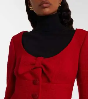 Valentino Garavani Bow-detailed Cropped Tweed Jacket - Red