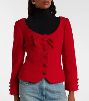 Valentino Garavani Bow-detailed Cropped Tweed Jacket