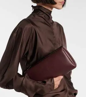 THE ROW Leather Clutch - Burgundy