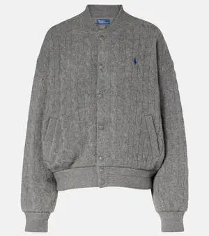 Polo Ralph Lauren Cable-knit Wool And Cashmere Bomber Jacket - Grey