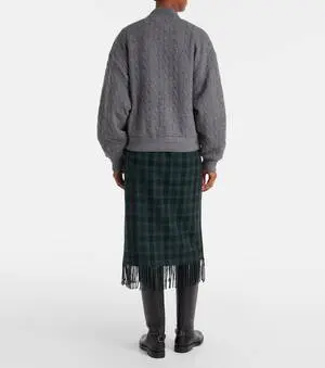 Polo Ralph Lauren Cable-knit Wool And Cashmere Bomber Jacket - Grey