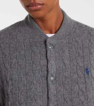 Polo Ralph Lauren Cable-knit Wool And Cashmere Bomber Jacket - Grey