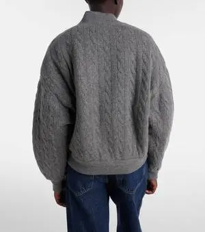 Polo Ralph Lauren Cable-knit Wool And Cashmere Bomber Jacket - Grey