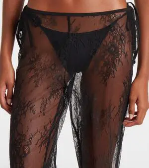 BANANHOT Allen Sheer Lace Wide-leg Pants
