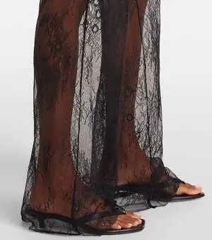 BANANHOT Allen Sheer Lace Wide-leg Pants