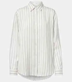 THE ROW Eirlys Striped Silk Poplin Shirt