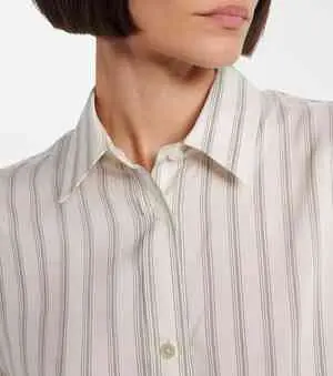 THE ROW Eirlys Striped Silk Poplin Shirt