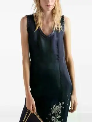 Prada Embroidered Silk Midi Dress