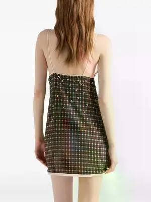Prada Embellished Checked Mini Dress