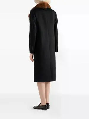Prada Peak Lapel Double-breasted Coat - Black