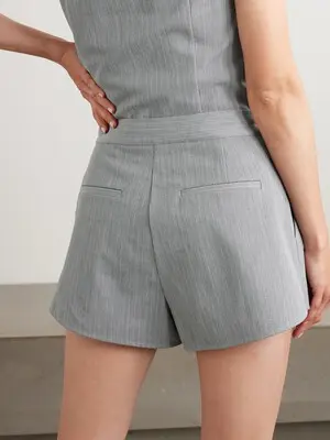 ST. AGNI Pinstriped Wool-blend Twill Shorts - Gray