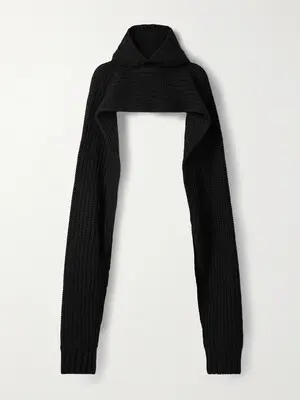 Sacai Cropped Hooded Wool-blend Sweater